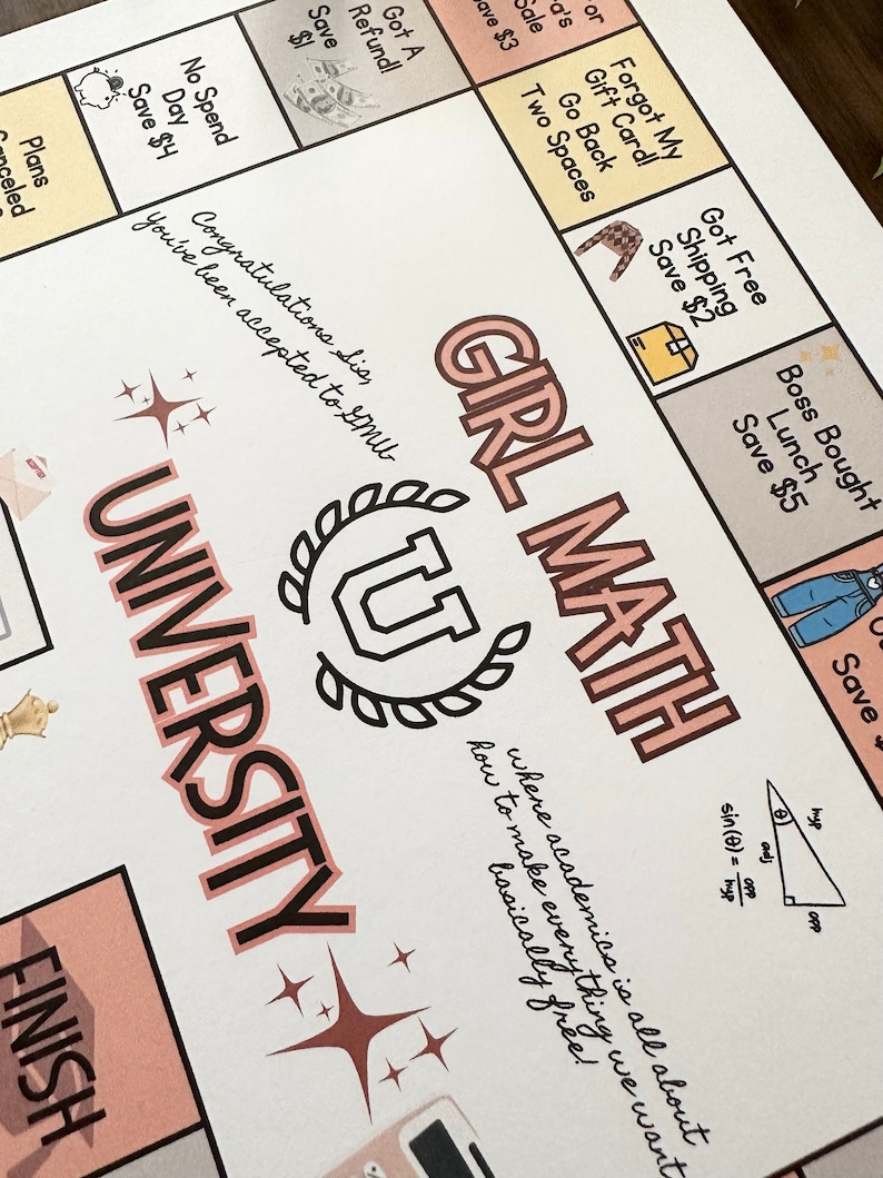 DIGITAL Girl Math University Savings Challenge | Board Game | Budget ...