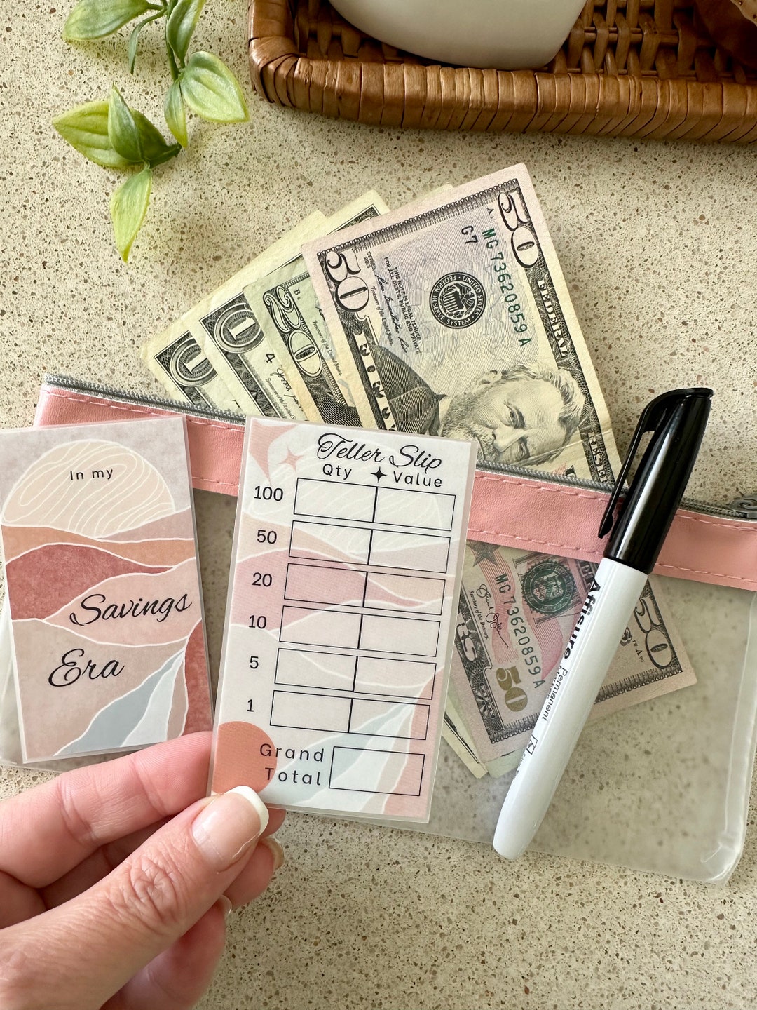 Reusable Bank Teller Slip | Bank Bag | Cash Withdrawal | Zipper Money ...