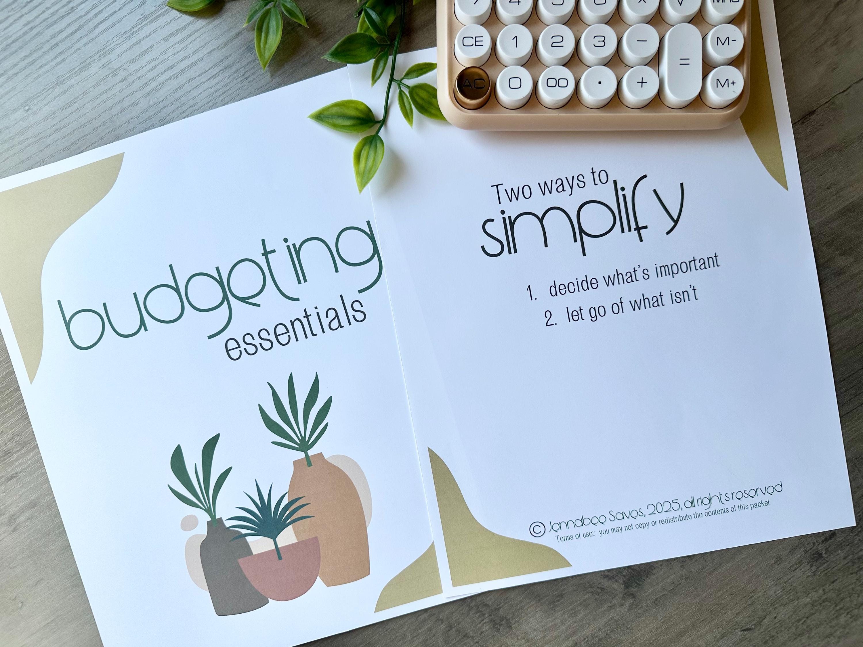 DIGITAL Budget Essentials Simplified Packet | 7 Basic Systems | Instant ...