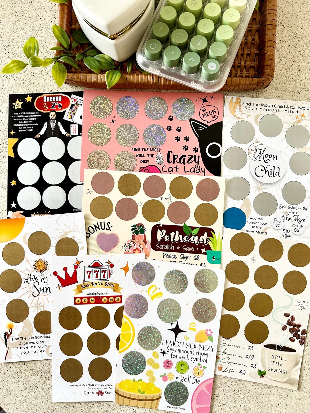 Scratch Offs Set of 8 | Double Sided Savings Challenge | Cash Stuffing Games | Scratch and Save ...