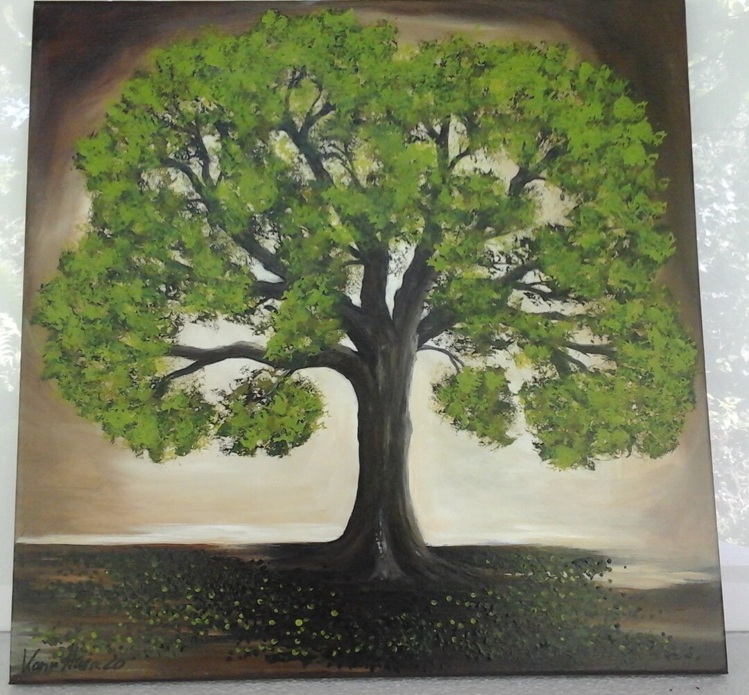 Karin Haase Wunsch Baum Bilder gemalt Unikat Leinwand - Etsy Nederland