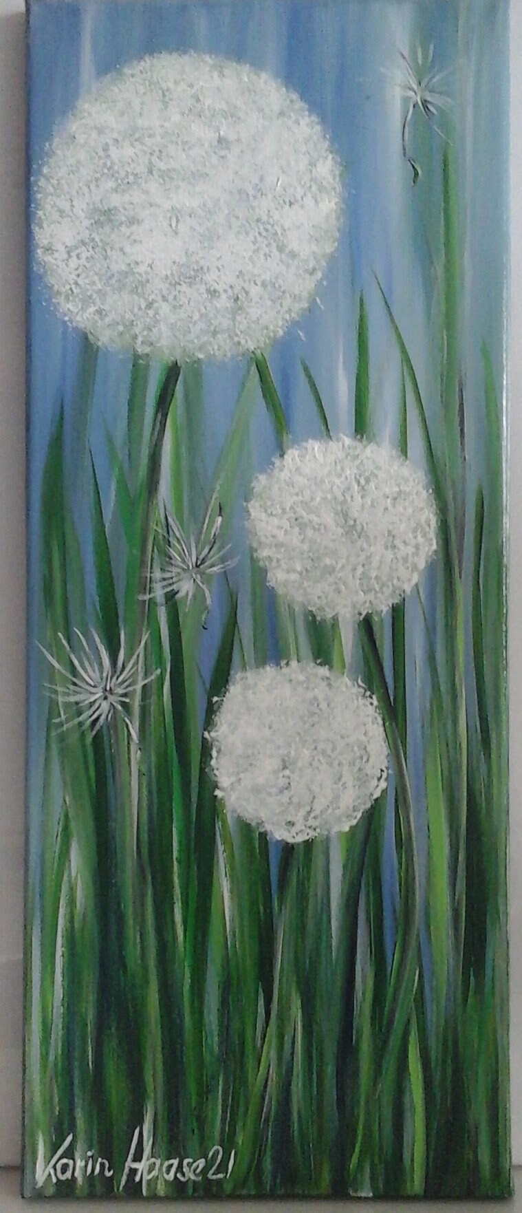 Pusteblumen Wiese Wandbild gemalt Unikat Acryl Bild Leinwand - Etsy.de