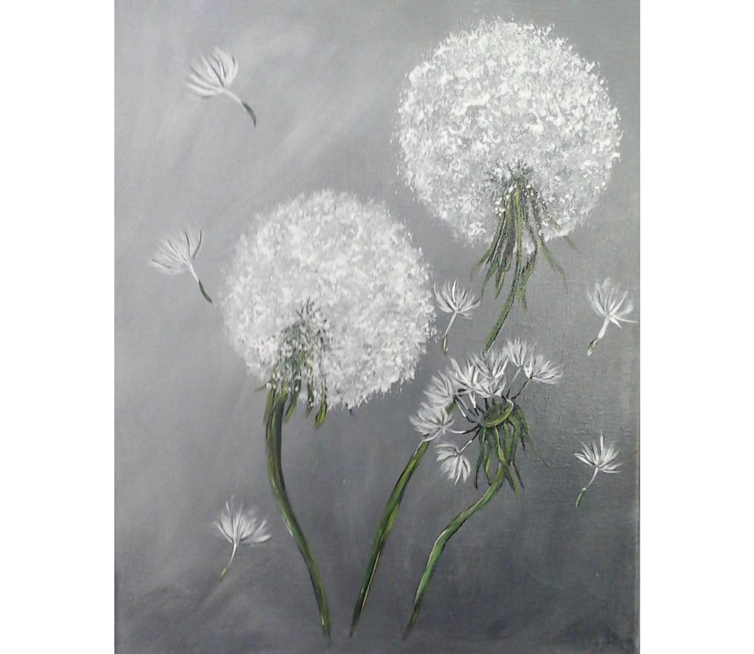 Wandbilder Pusteblumen Bild Hand gemalt Unikat Malerei Acryl Leinwand ...