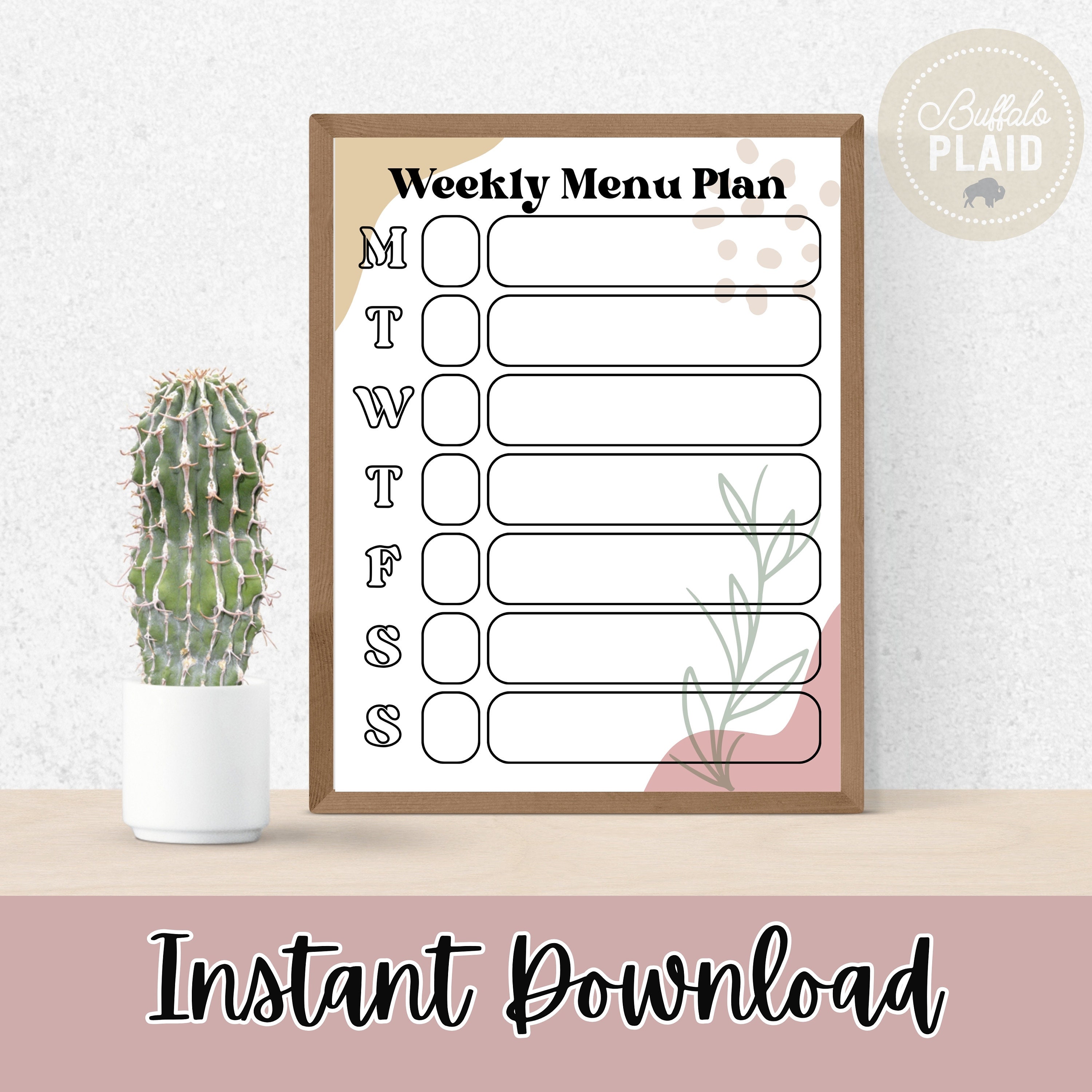 Printable Weekly Menu Sign | Instant Download | Dinner Menu Sign | Boho ...