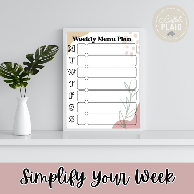 Printable Weekly Menu Sign Instant Download Dinner Menu Sign Boho ...