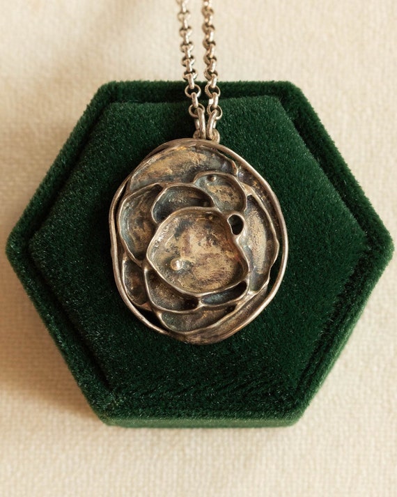 Handmade Sterling Silver “Moon” Pendant with Sterling… - Gem