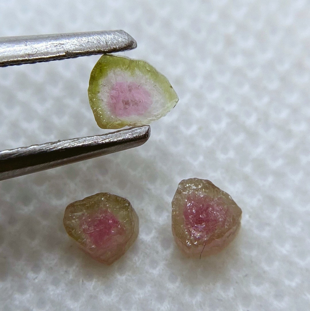 Set of Watermelon (pink-green) Gem Tourmaline Crystals. - Etsy