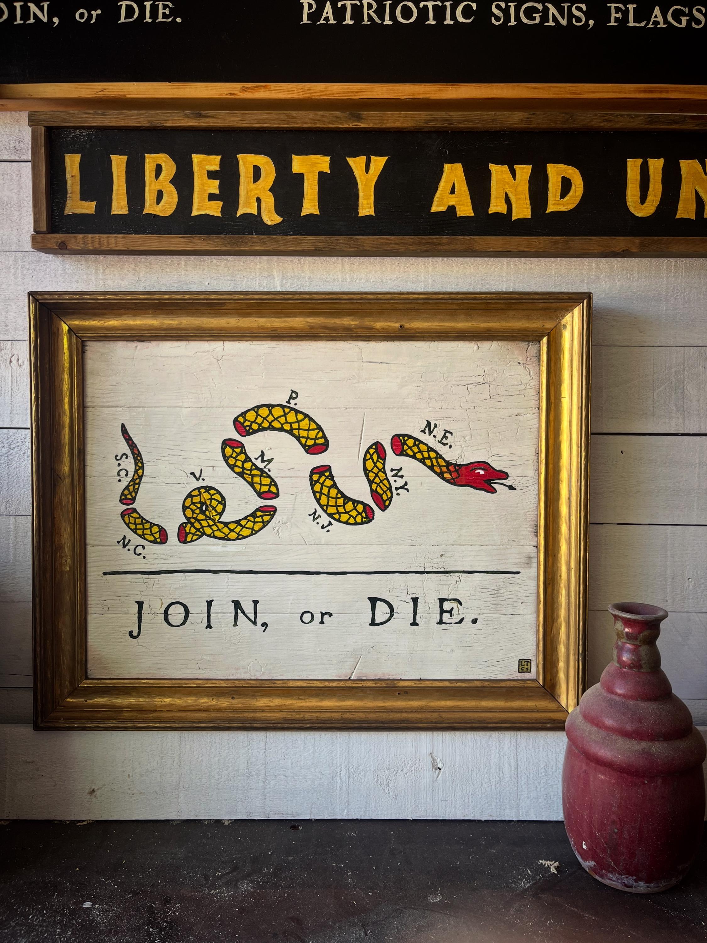 Join or Die Vintage Style Hand Painted Patriotic Art, Unique, One of ...