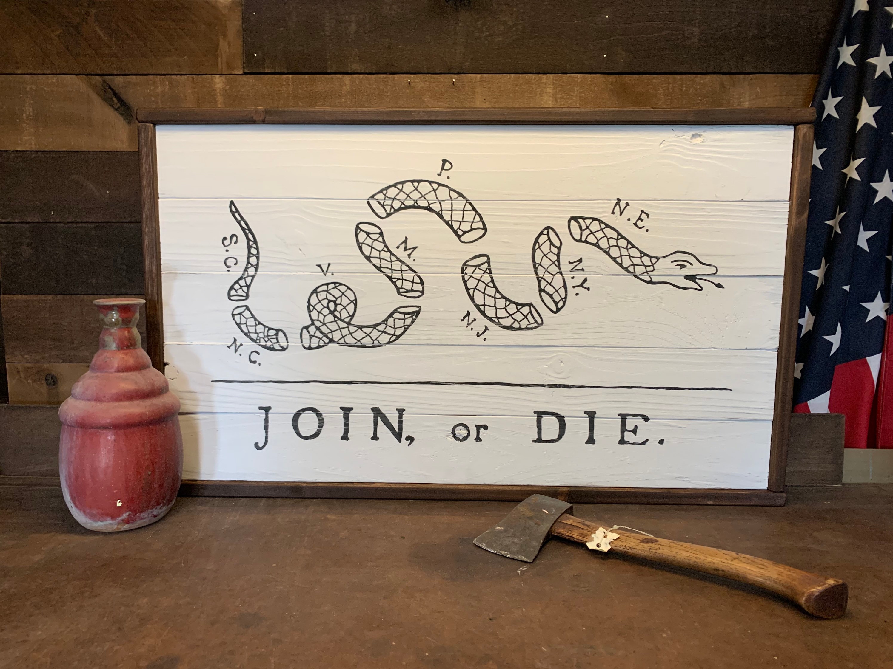 Join or Die Flag Join or Die Join or Die Snake Patriotic Farmhouse Sign ...