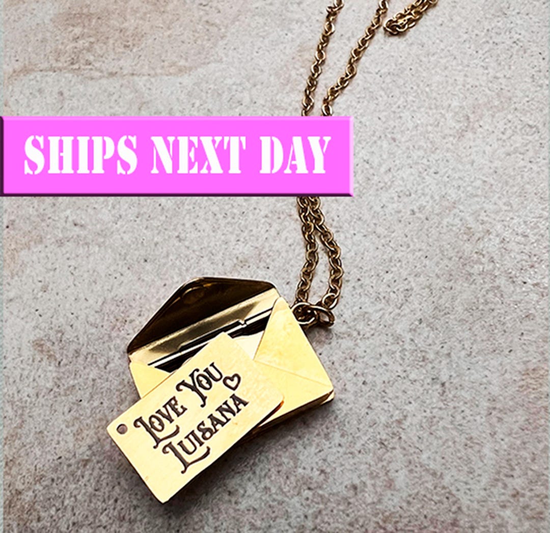 Personalized Secret Message Envelope Necklace. Stainless Steel Love ...