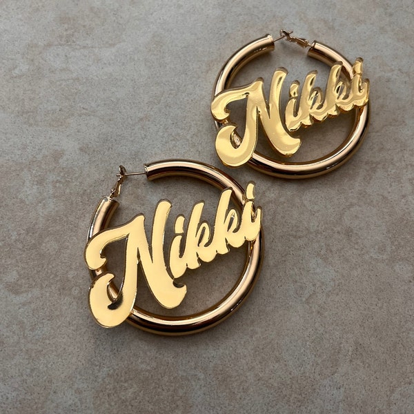 Name Hoop Earrings - Etsy