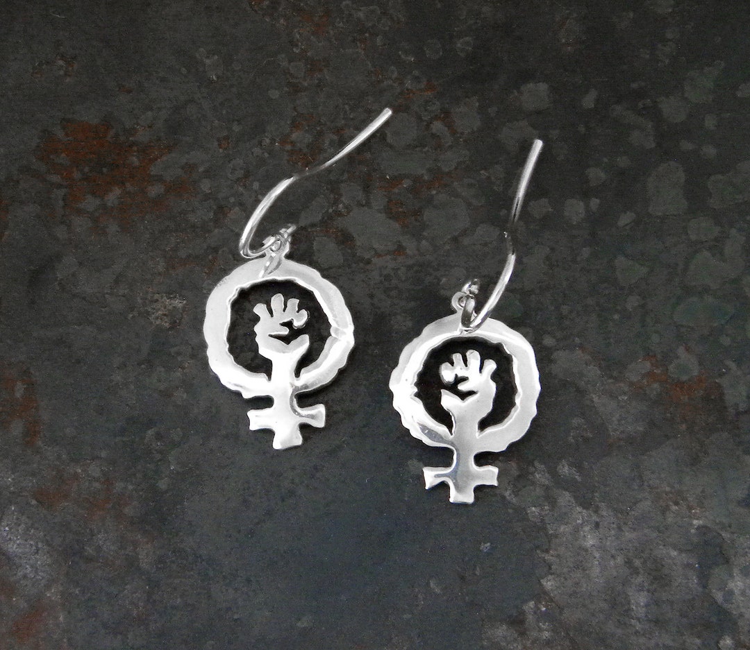 Dangle Earring With Feminist Symbol Made in Silver. Feminism. Feminist ...
