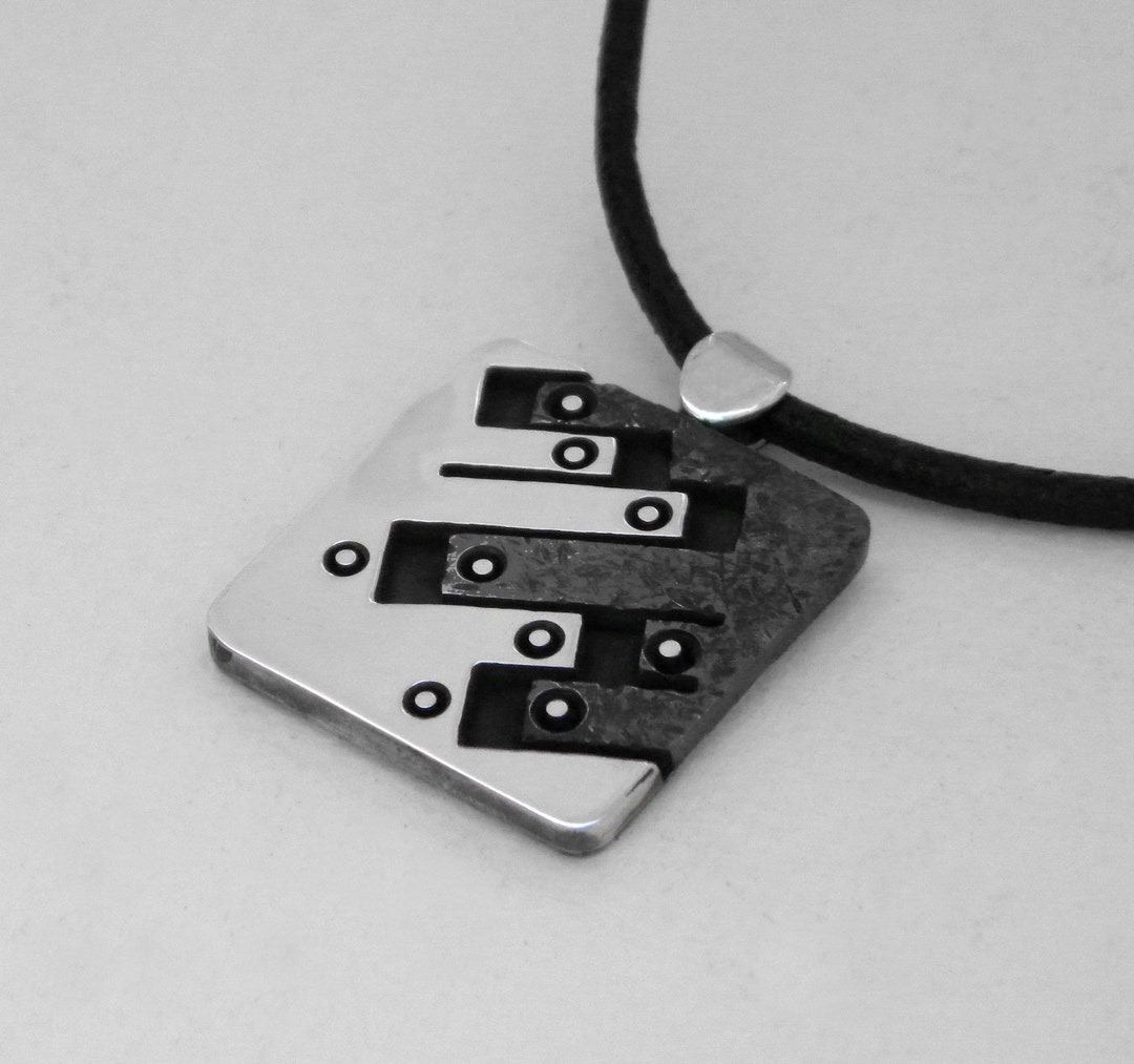 Silver and Wrought Iron Pendant. Men's Pendant With a Different ...