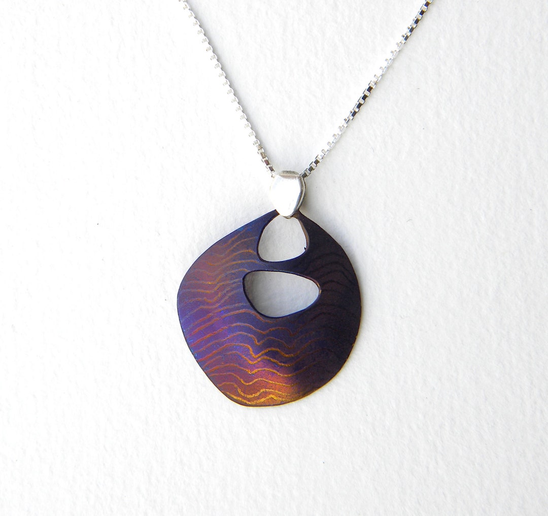 Coloured Titanium Pendant. Oxidised Titanium Pendant With Silver Chain ...