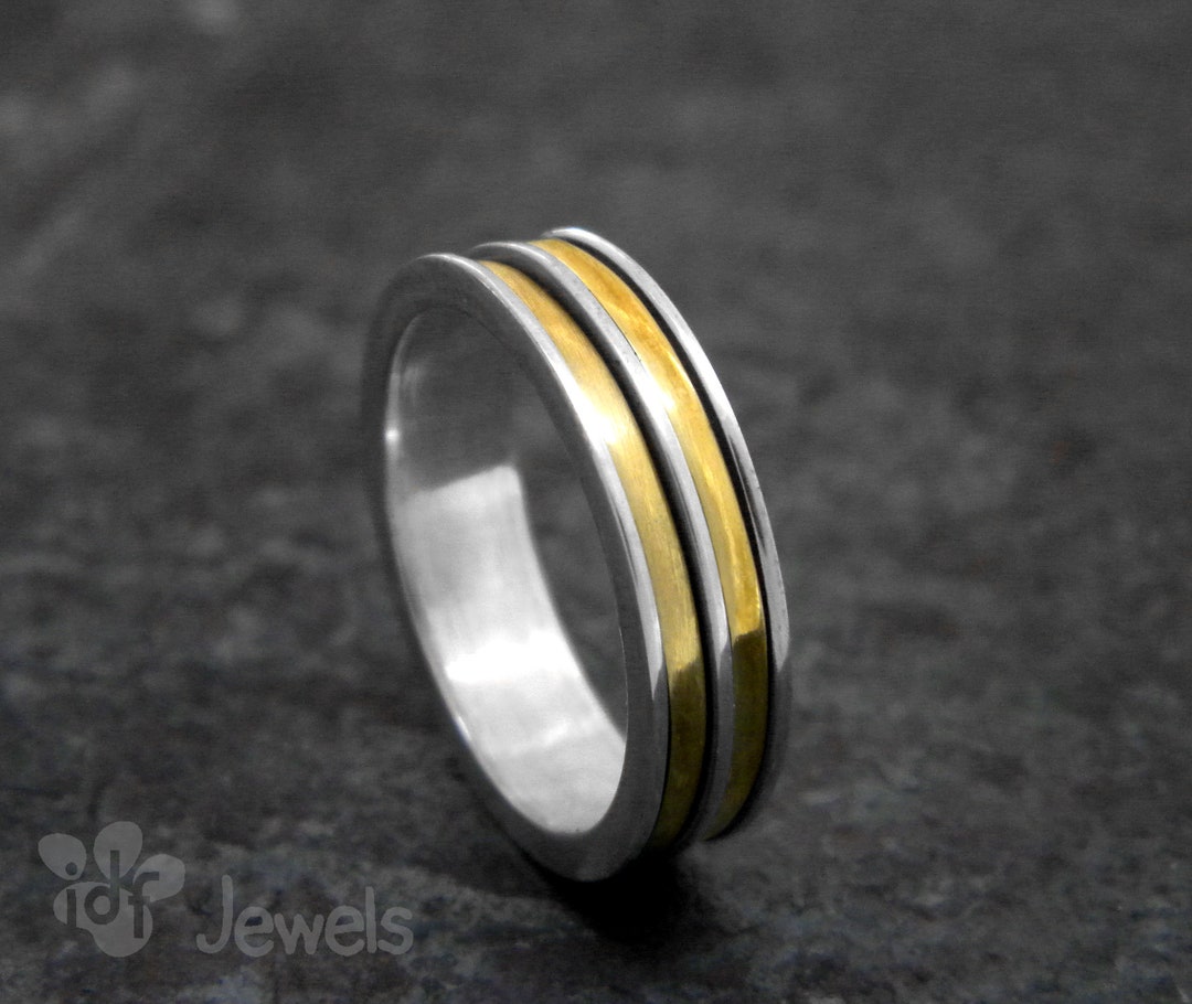 Ring Made in Silver and Bronze. All Sizes. Ring With Three Rotating ...