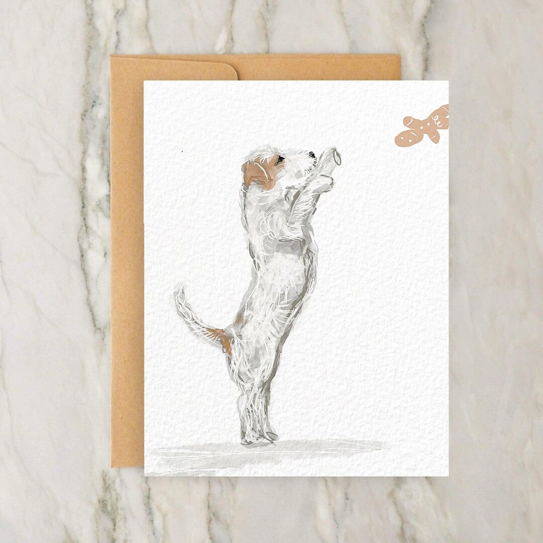 Jack Russel Terrier and Gingerbread Man 4x5 Greeting Card Gift Idea for ...