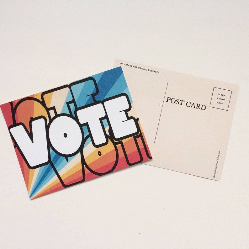 Retro 1970s Style VOTE Postcard Snail Mail Home Decor - Etsy