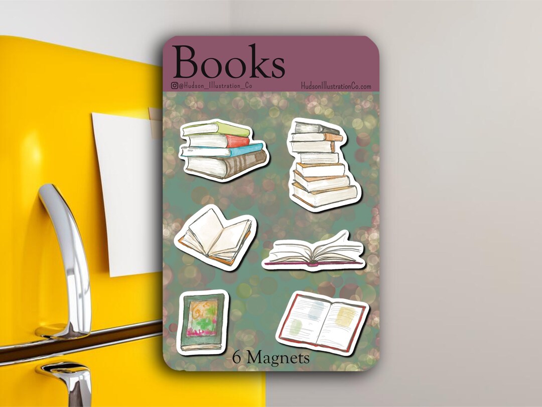 Books Flexible Magnets Fridge, Whiteboard, Gift for Book Lovers ...