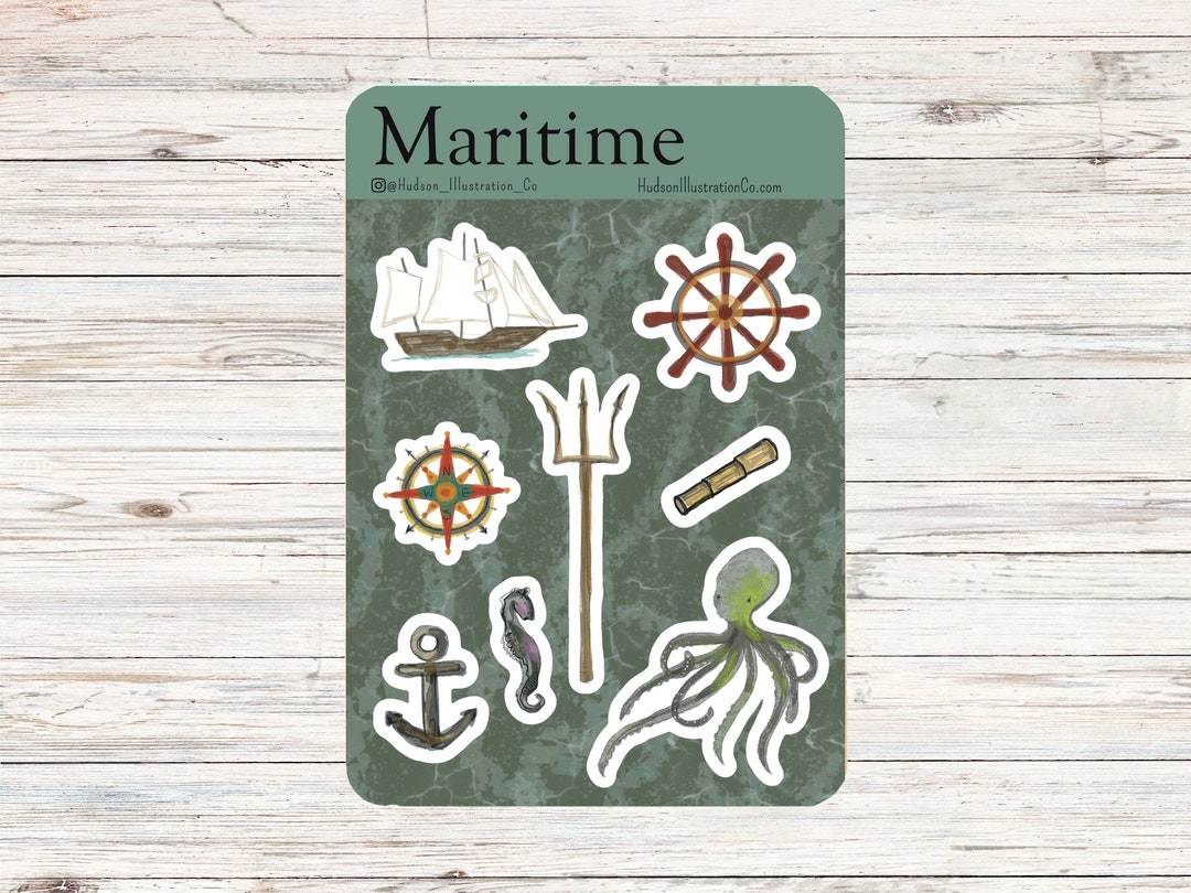 Maritime Sticker Sheet Ships Ocean Octopus Atlantis - Etsy