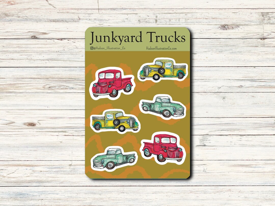 Sticker Sheet Junkyard Trucks Recycled Paper Snail Mail - Etsy