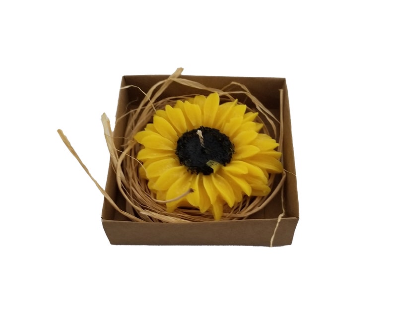 Sunflower Candle in Craft Box With Natural Raffia - Etsy