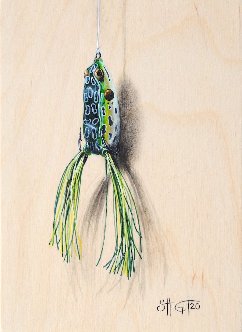 Frog Fishing Art Print - Topwater Fishing Lure, Frog Lure, Fishing Art ...
