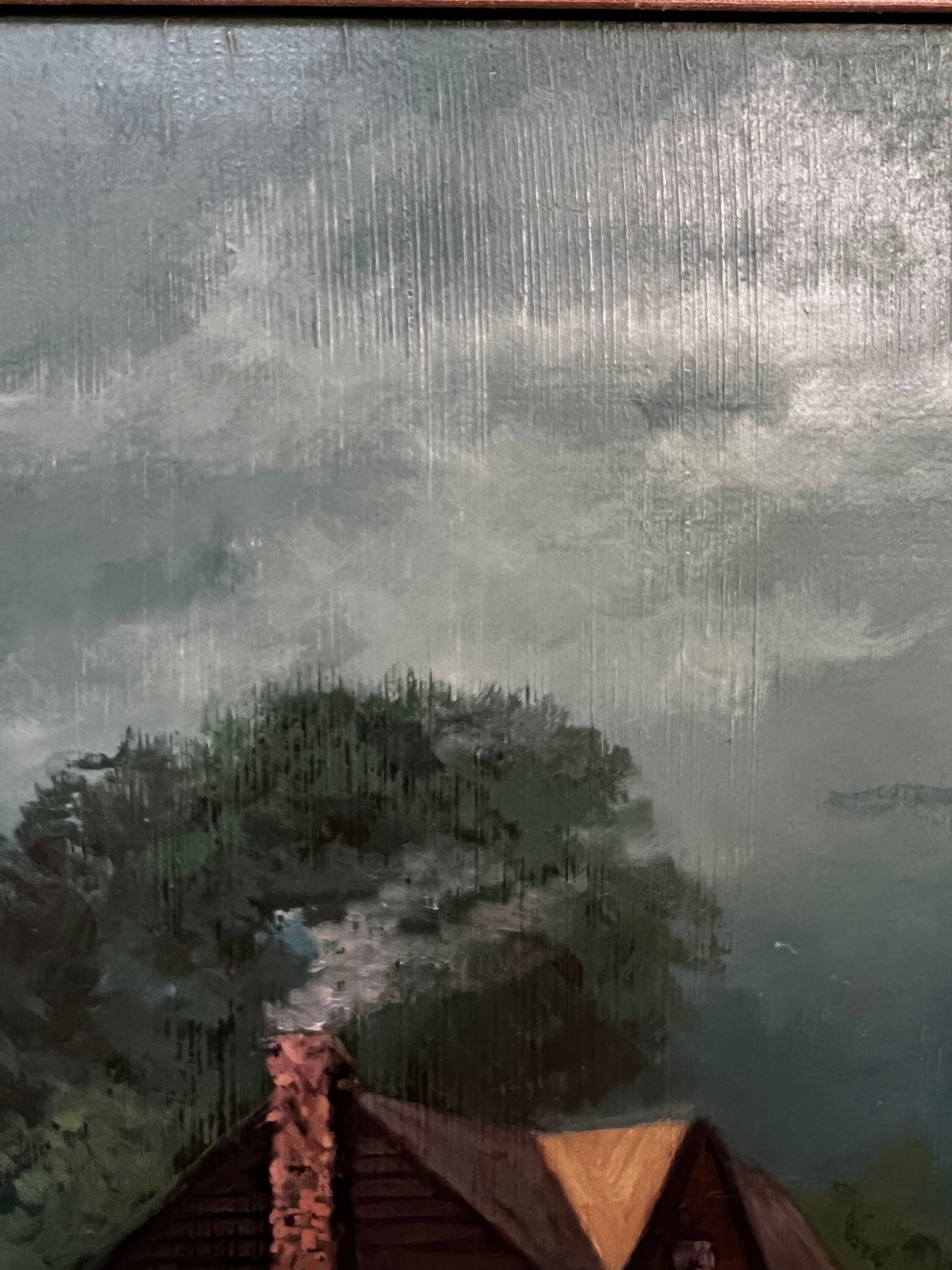 L.E. Davis Oil on Board Painting of Cabin at Dusk - Etsy