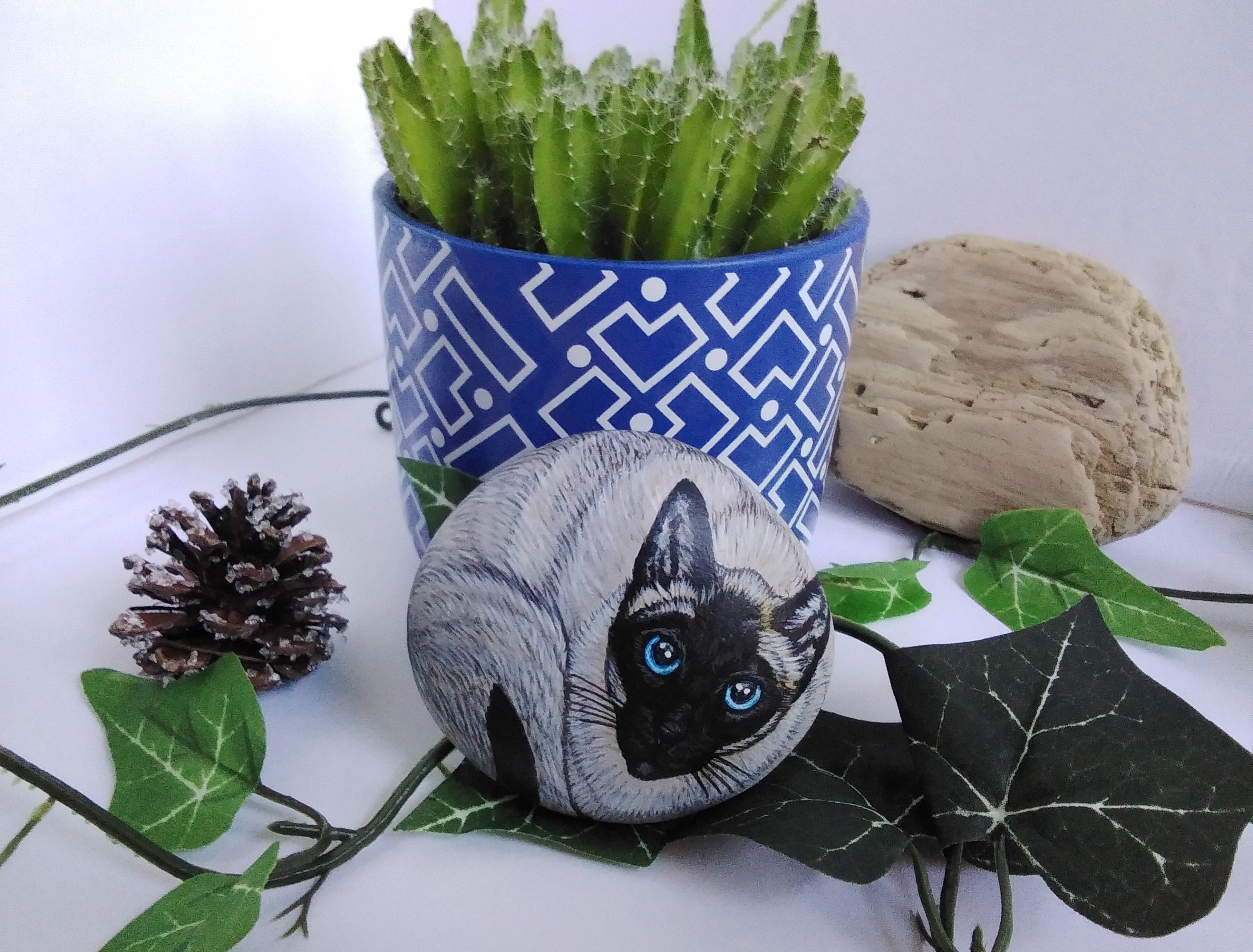 Siamese Cat Painted Rock Siamese Cat Painted on Stone - Etsy