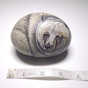 Bear Painted Rock - Grizzly Painting on Beach Stone - Wildlife Painting ...