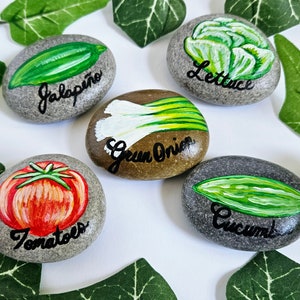 Single Vegetable Garden Marker - Painted Garden Rock - Painted Stone ...