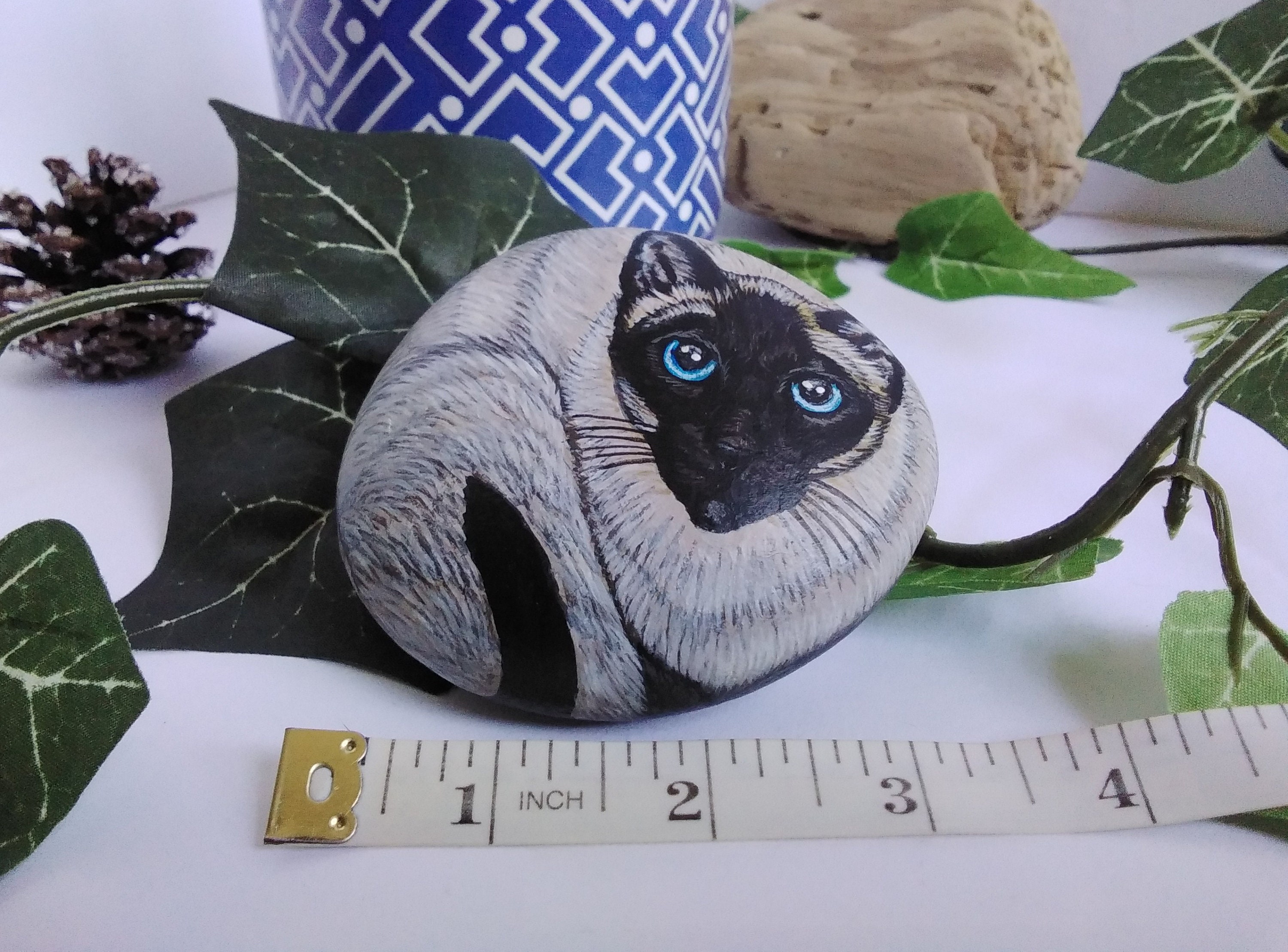 Siamese Cat Painted Rock Siamese Cat Painted on Stone - Etsy