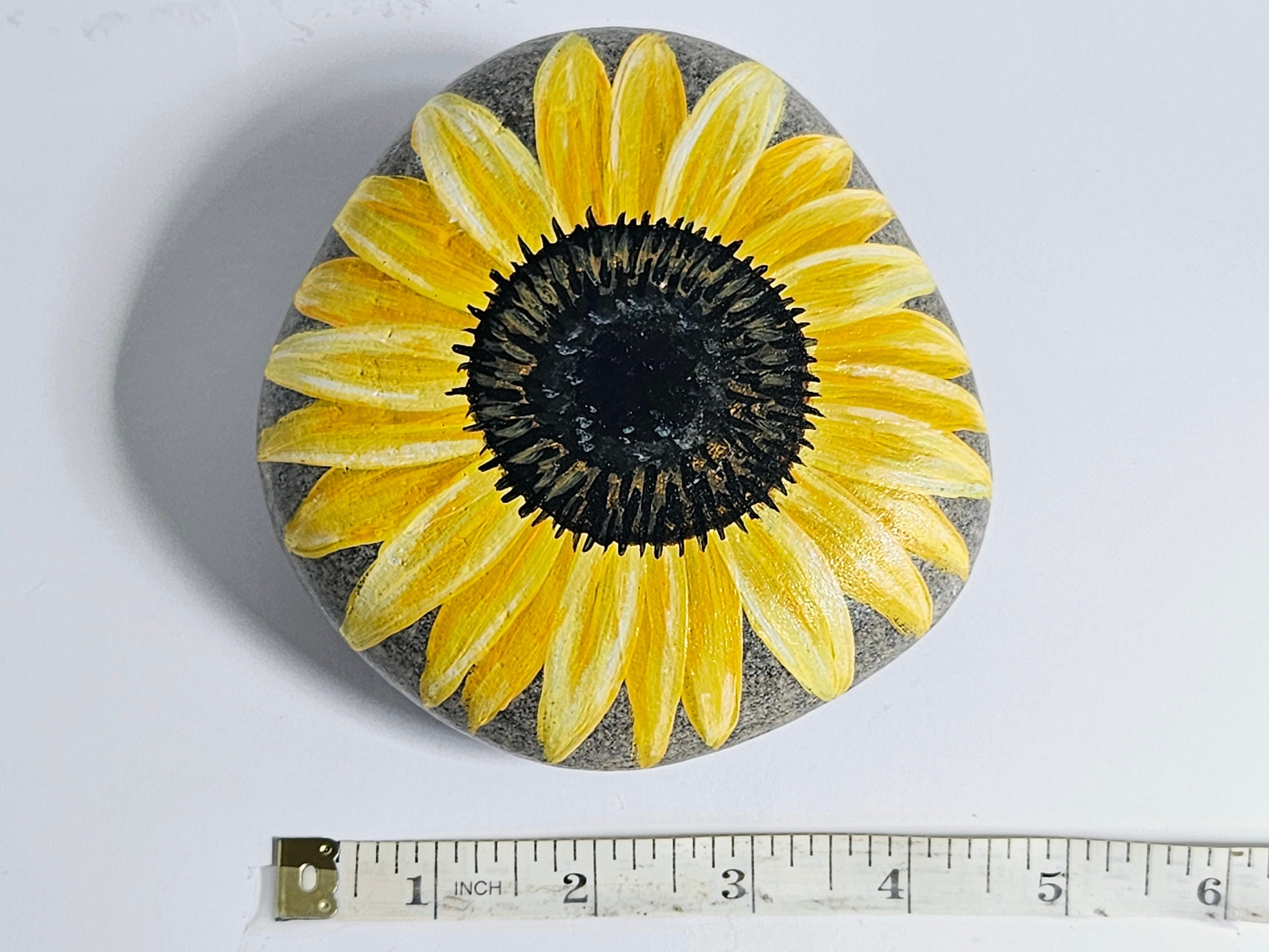 Sunflower Garden Rock Sunflower Painted Stone Fall Decor Painted Garden ...