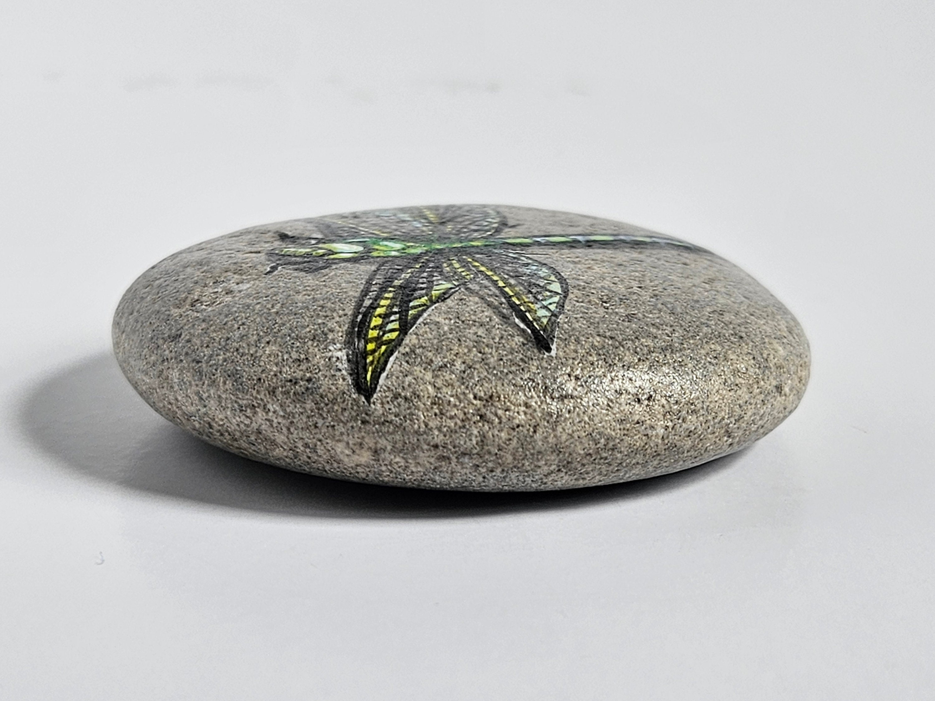 Green Dragonfly Garden Rock Dragonfly Painted Stone Garden Decor ...