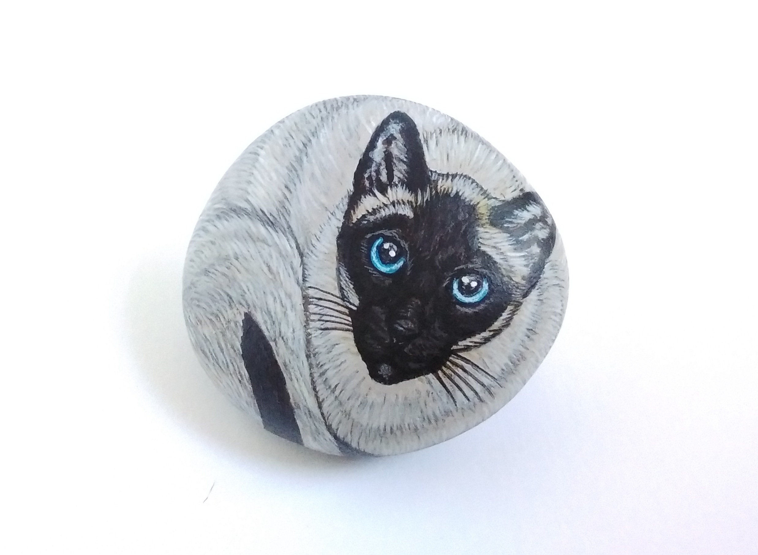 Siamese Cat Painted Rock Siamese Cat Painted on Stone - Etsy
