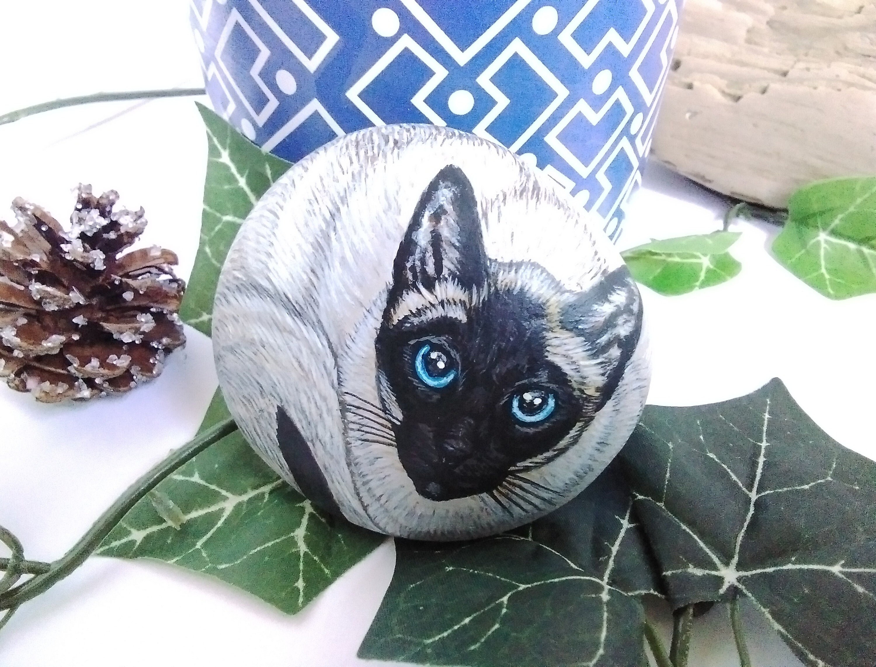 Siamese Cat Painted Rock Siamese Cat Painted on Stone - Etsy