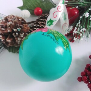 Holly and Mistletoe Christmas Tree Ornament - Handpainted Glass ...