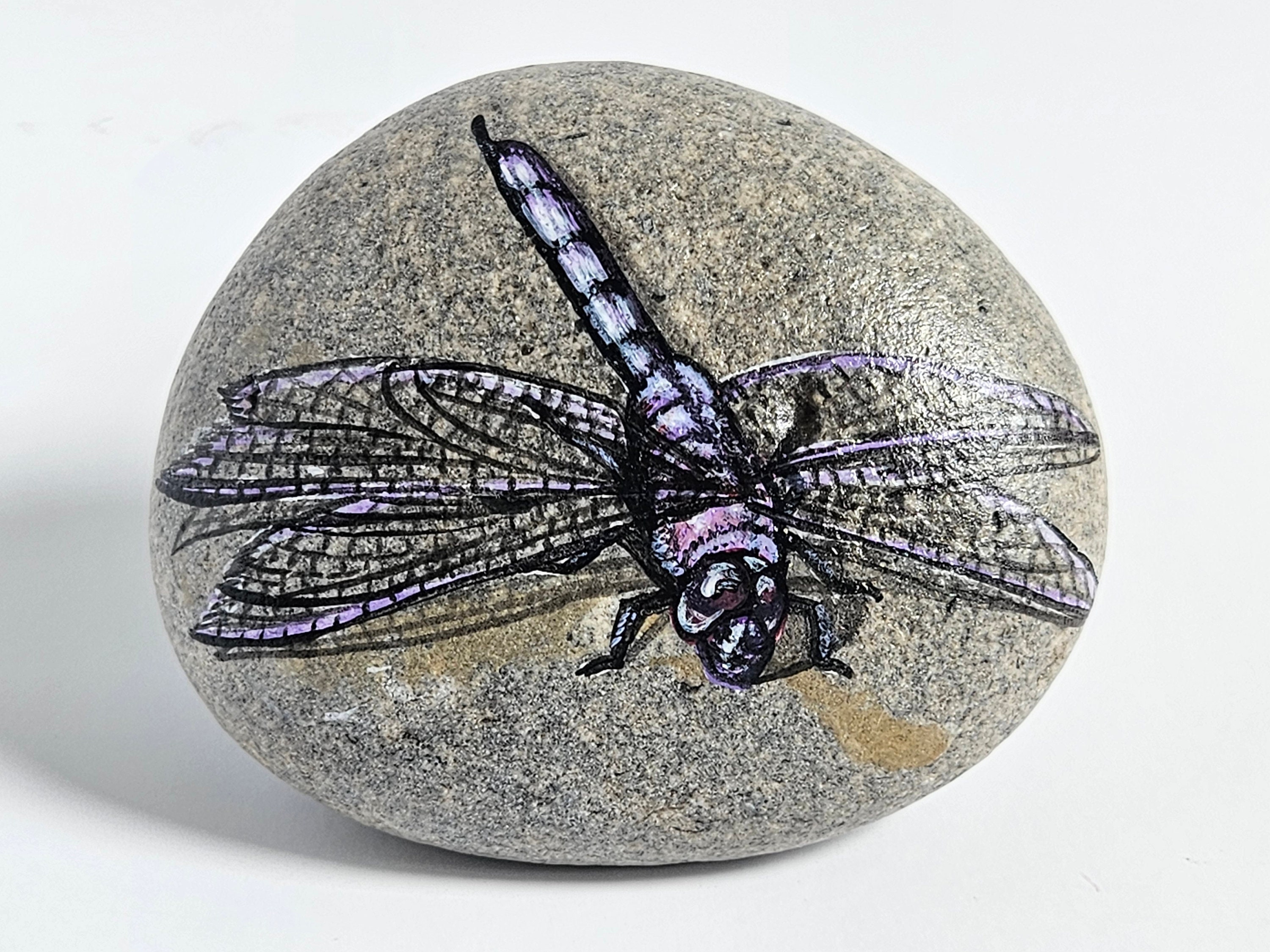 Purple Dragonfly Garden Rock Dragonfly Painted Stone Patio Decor ...