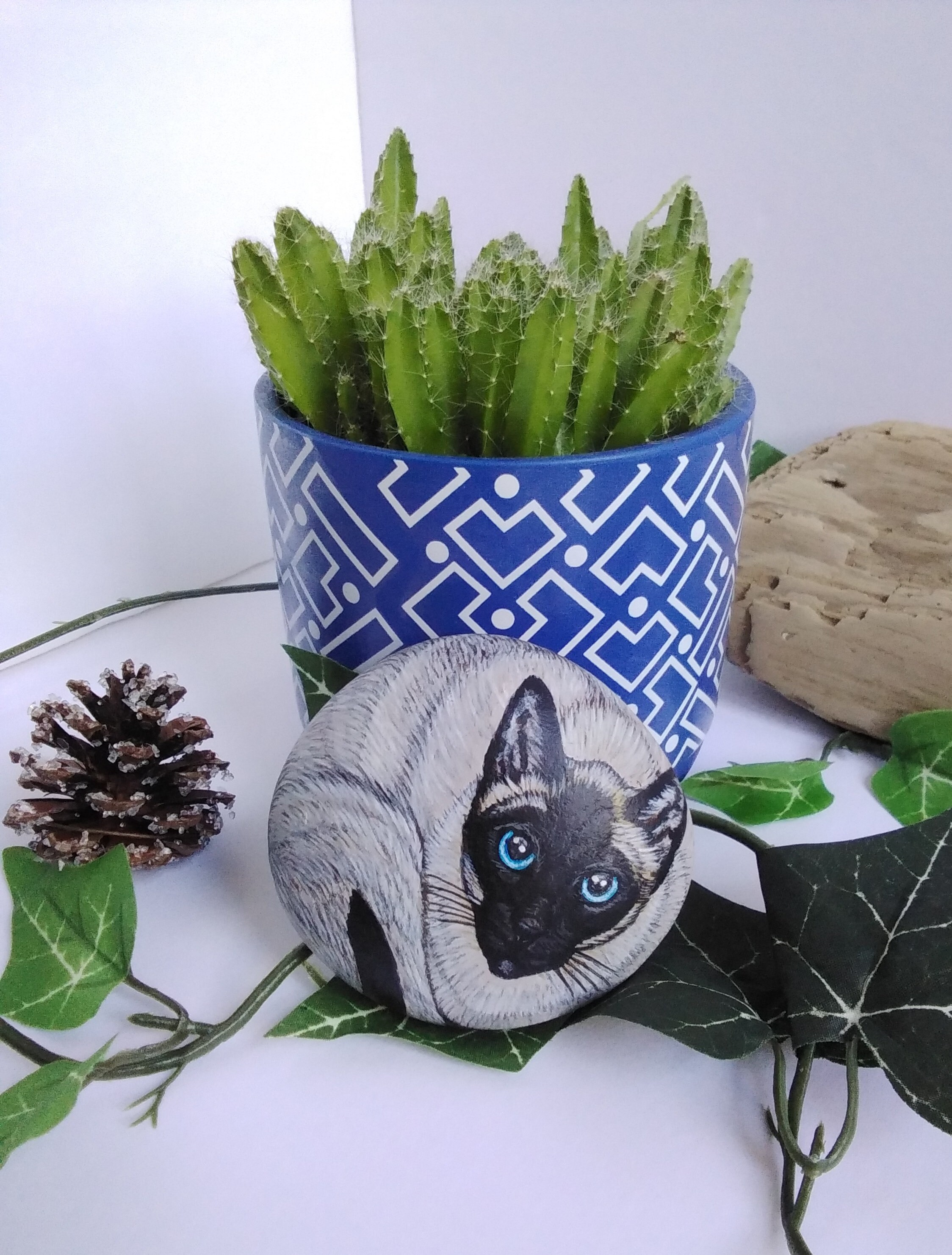 Siamese Cat Painted Rock Siamese Cat Painted on Stone - Etsy