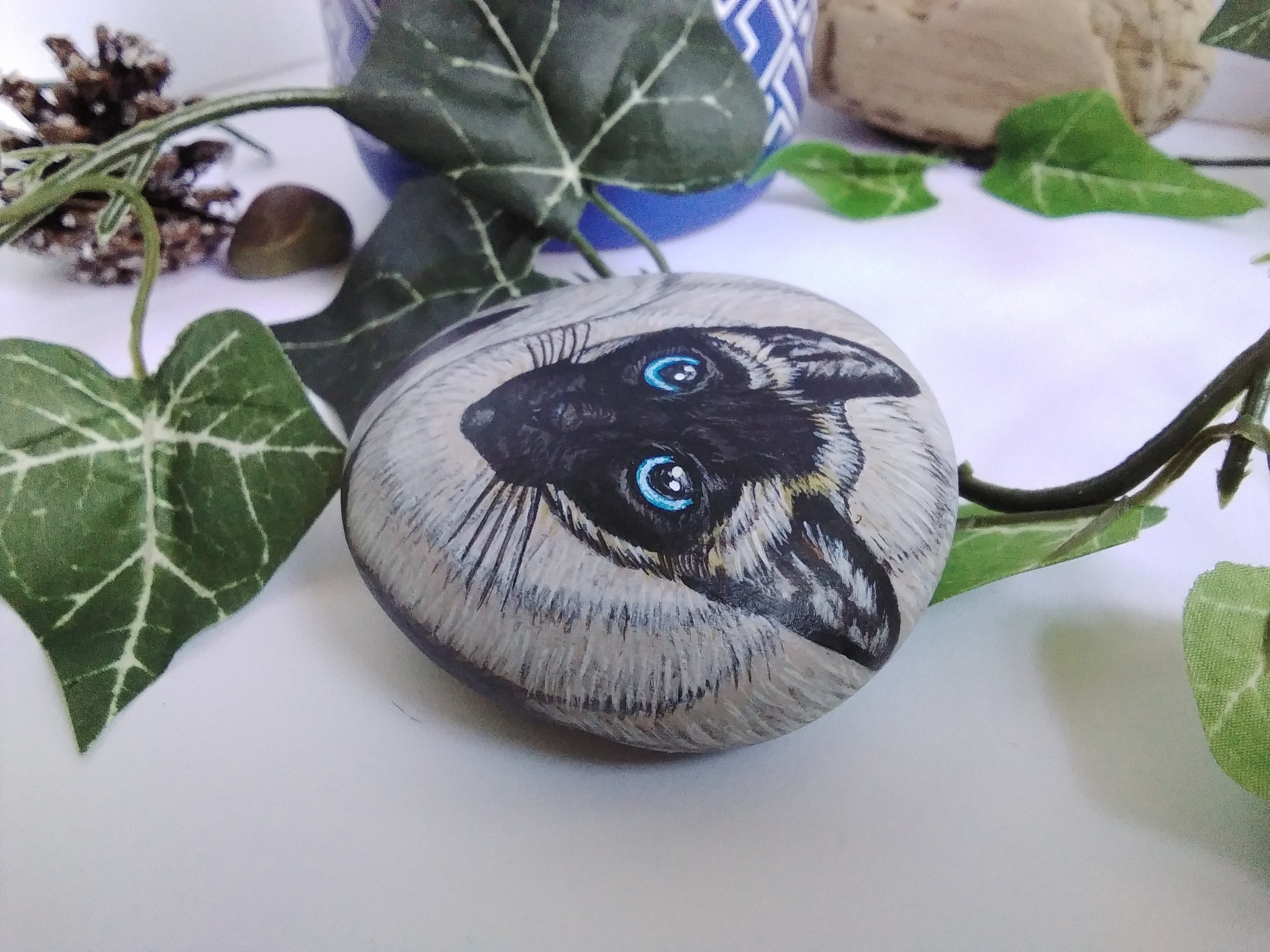 Siamese Cat Painted Rock Siamese Cat Painted on Stone - Etsy
