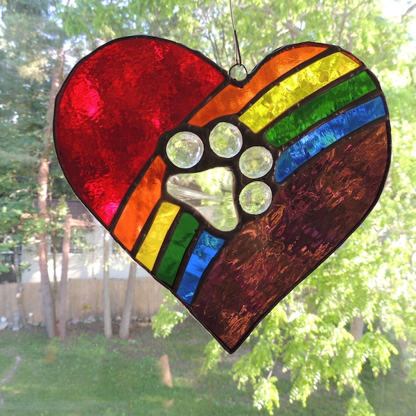 Stained Glass Rainbow Heart - Etsy