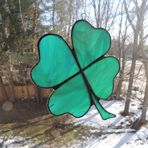 Stained Glass Shamrock Four-leaf Clover - St. Patrick's Day - Luck of ...