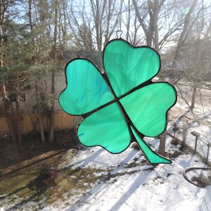 Stained Glass Shamrock Four-leaf Clover St. Patrick's Day Luck of the ...
