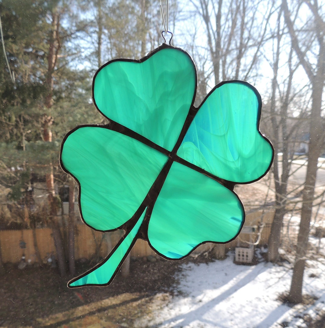 Stained Glass Shamrock Four-leaf Clover St. Patrick's Day Luck of the ...