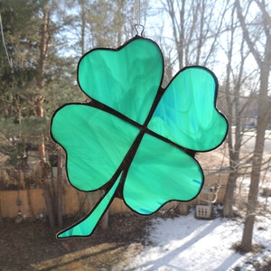 Stained Glass Shamrock Four-leaf Clover - St. Patrick's Day - Luck of ...