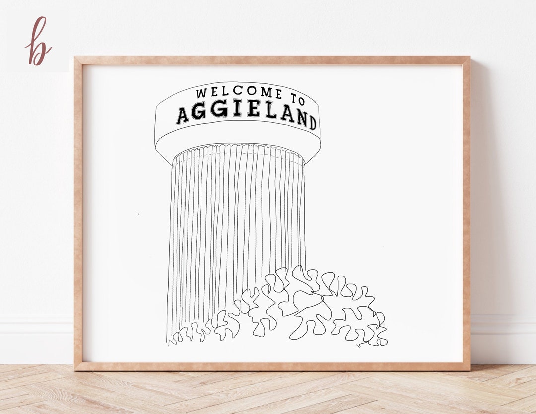 Aggieland Water Tower College Station Texas Aandm Minimalist Art Print Download Etsy