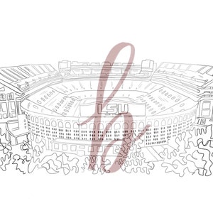 LSU Tiger Stadium Louisiana Minimalist Art Print Download - Etsy