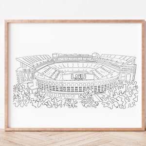 LSU Tiger Stadium Louisiana Minimalist Art Print Download - Etsy