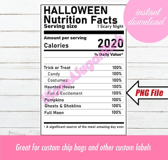 Halloween Nutrition Facts Label Halloween Halloween PNG | Etsy
