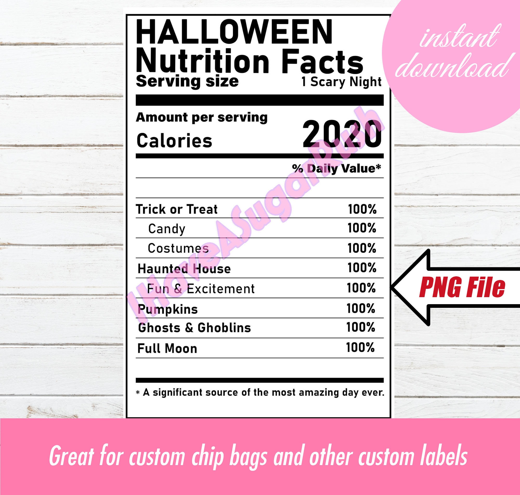 Halloween Nutrition Facts Label | Halloween | Halloween PNG | Chip Bag ...