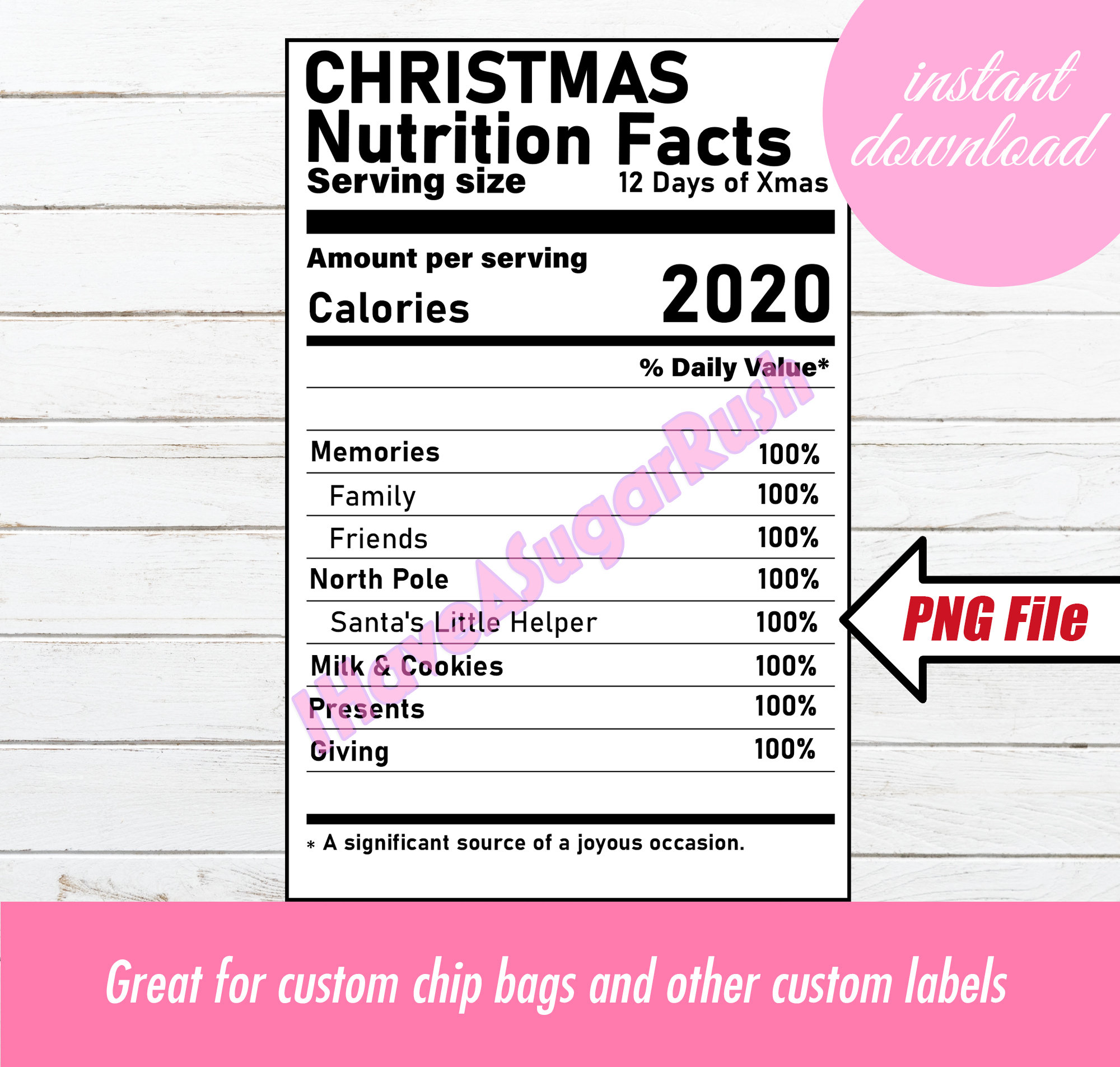 Christmas Nutrition Facts Label Christmas Christmas PNG | Etsy